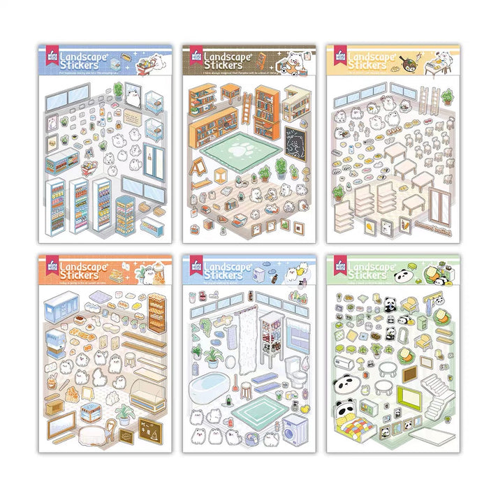 Sticker Play Scenes, Make A Grocery Store|Library|Buffet|Bakery|Bathro ...