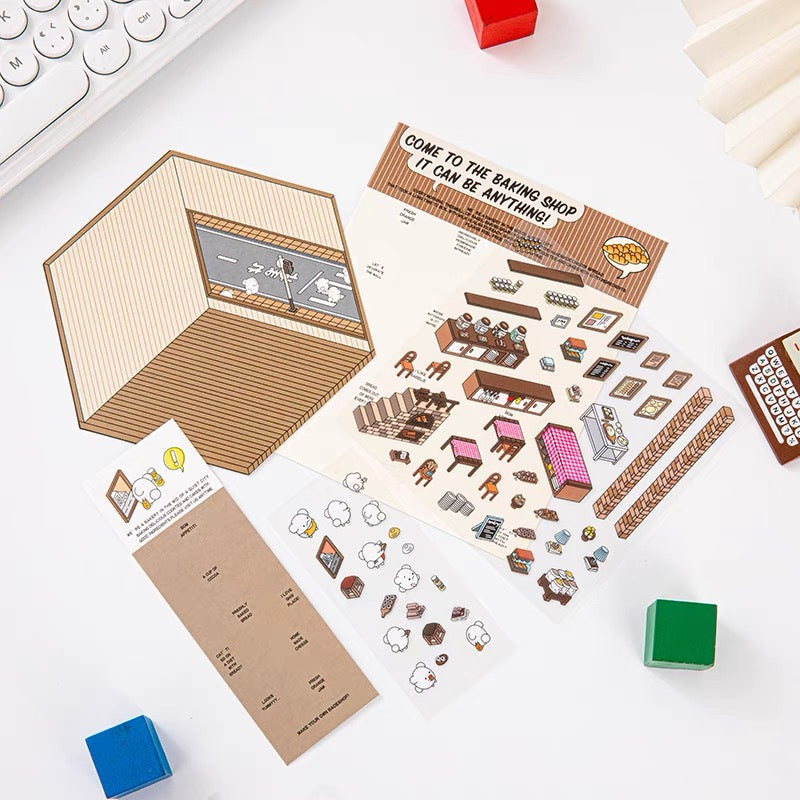 DIY 3D Sticker Scene,Make Your Own Baking Shop|Fresh Market|Bookstore ...