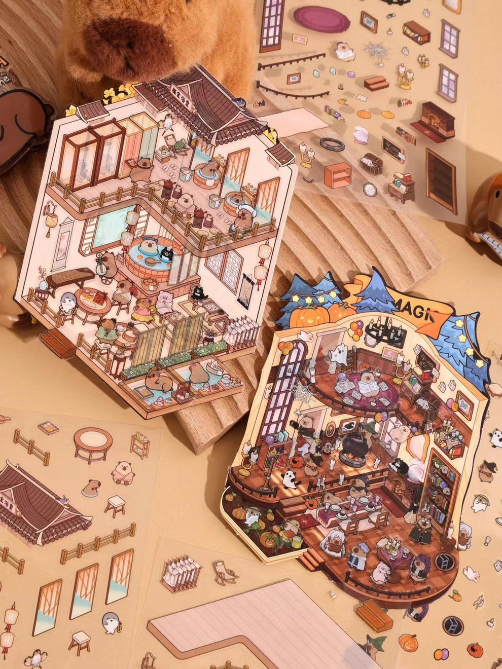 Capybara 3D Sticker Scene DIY Museum Bathhouse Magic House Fast Food ...