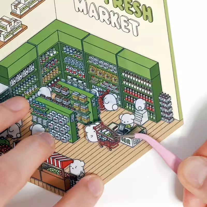 DIY 3D Sticker Scene,Make Your Own Baking Shop|Fresh Market|Bookstore ...